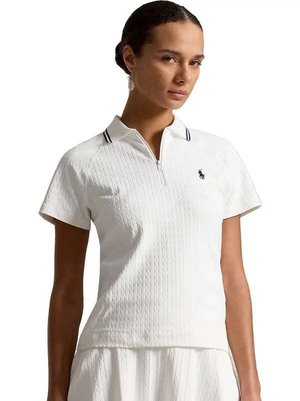 Ralph Lauren Quarter-zip Polo Shirt - Ceramic White/refined Navy