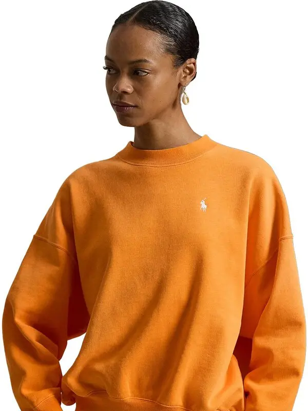 Ralph Lauren Oversized Back-logo Fleece Crewneck - Solar Orange
