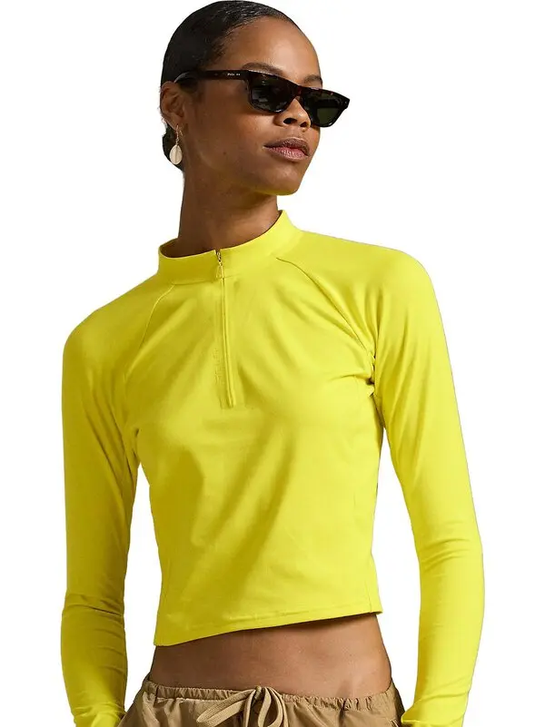 Ralph Lauren Sueded Jersey Cropped Half-zip - Laser Yellow