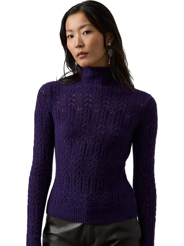 Ralph Lauren Cashmere Funnelneck Sweater - Aubergine