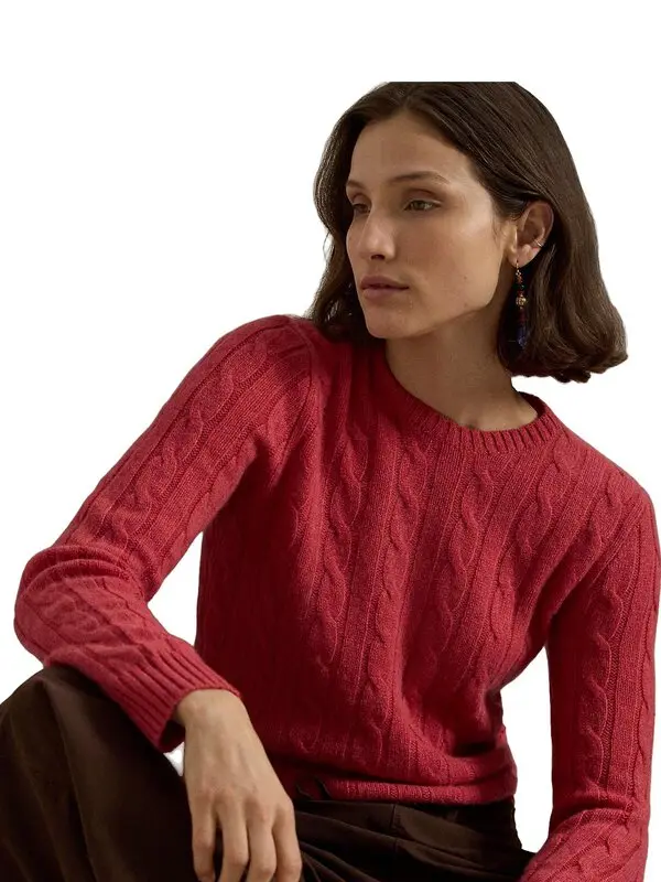 Ralph Lauren Cable-knit Cashmere Sweater - Poppy Flower Melange