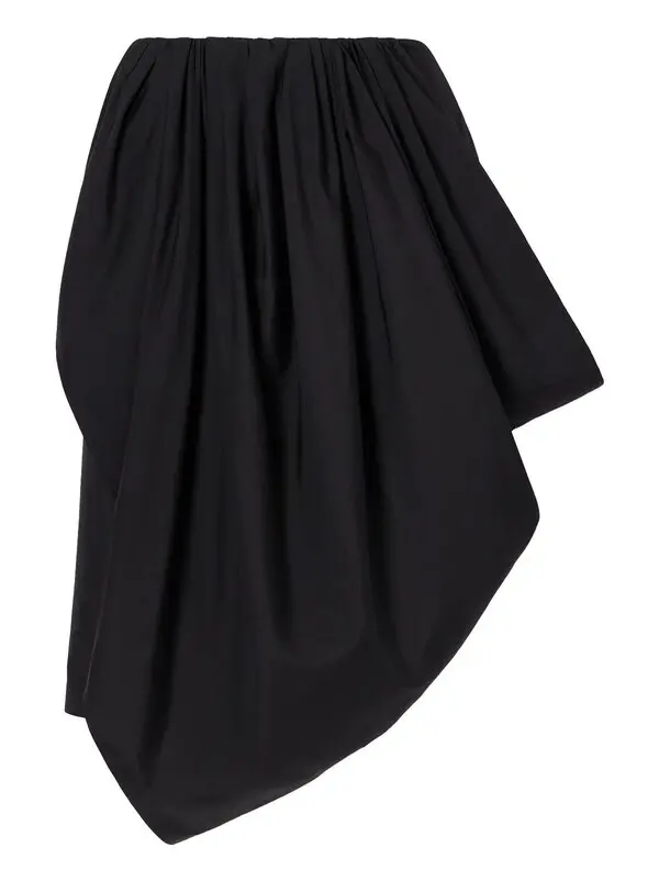 Chloé Draped Asymmetric Cotton-poplin Skirt - Black