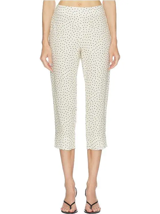 AEXAE Linen Capri Pant - Micro Polka Dot