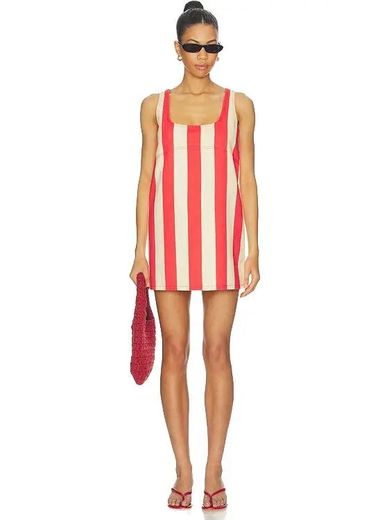 SIMONMILLER Sahara Striped Denim Dress - Venetian Red Stripe