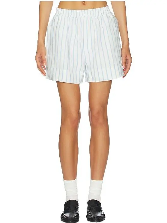 AEXAE Linen Waistband Short - Blue & White Stripe