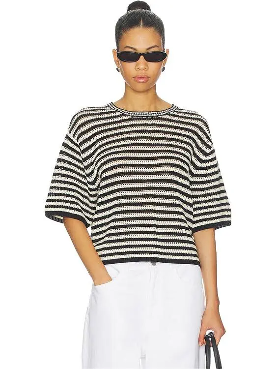 ANINE BING Theo Top - Black & Ivory Stripe