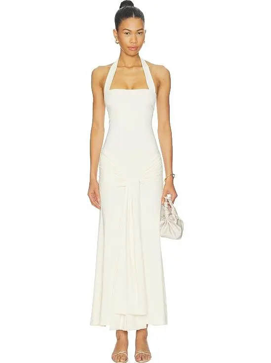 Bardot Emilia Tie Front Halter Dress - Ivory