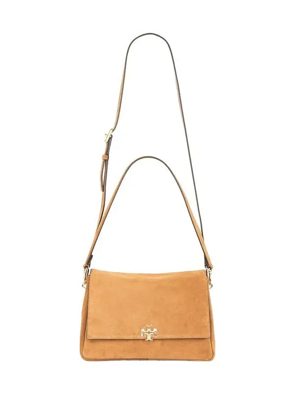 Tory Burch Charlie Suede Shoulder Bag - Toffee