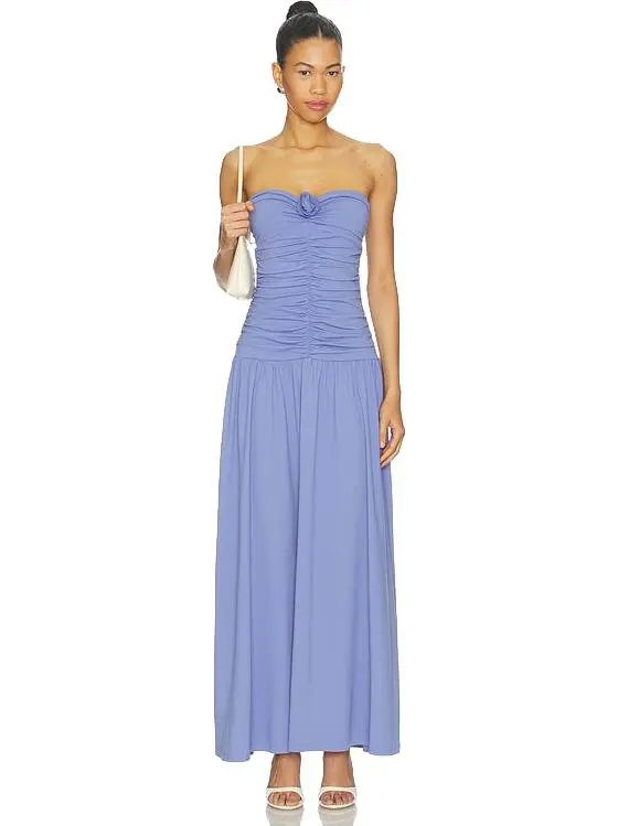 Susana Monaco Center Gathered Flower Tube Dress - Blue Velvet