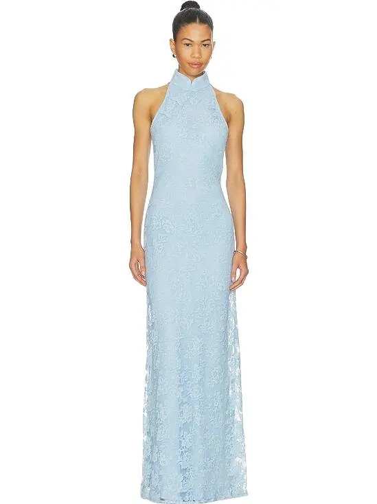 SAU LEE Gillian Lace Dress - Sky Blue