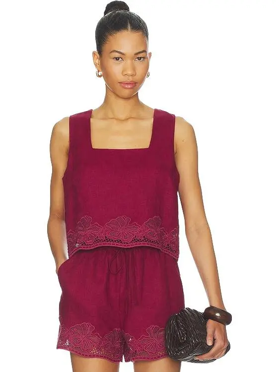 Rails Alira Top - Berry Hibiscus Embroidery