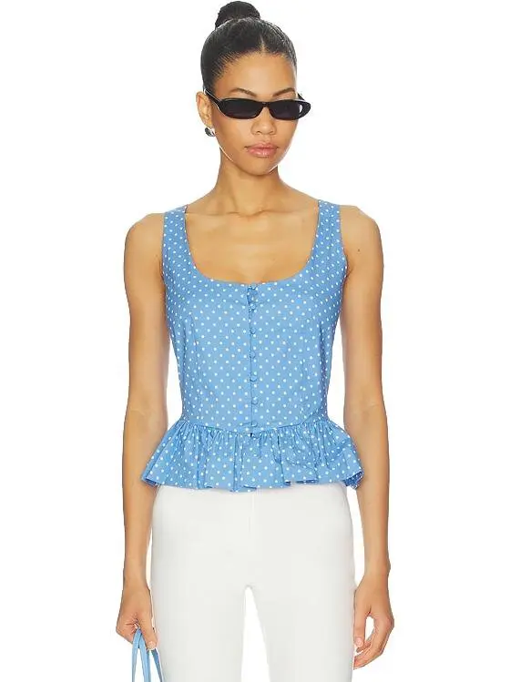 Caroline Constas Haven Sleeveless Top - Periwinkle & White