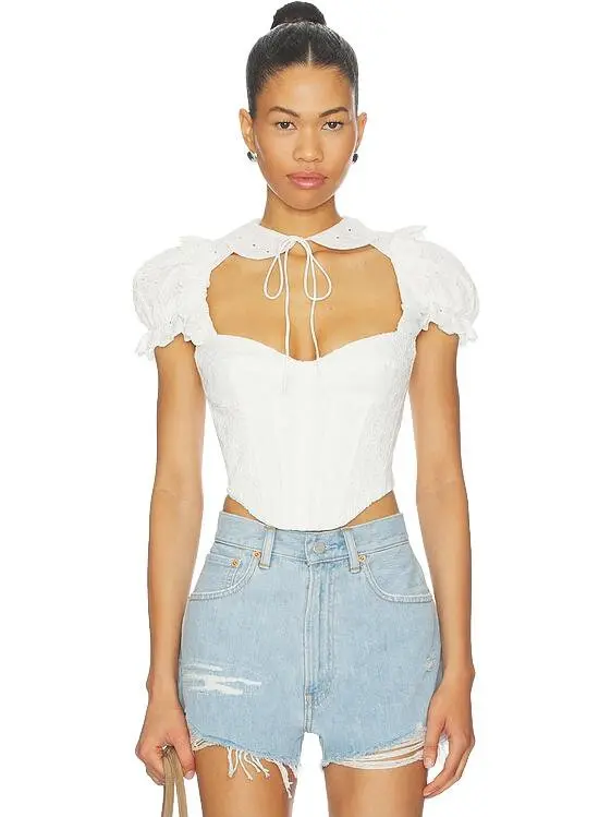 Bardot Allington Broderie Corset Top - Orchid White