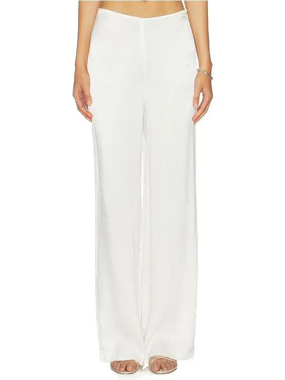 Bardot Devin Mid Rise Satin Pant - Orchid White