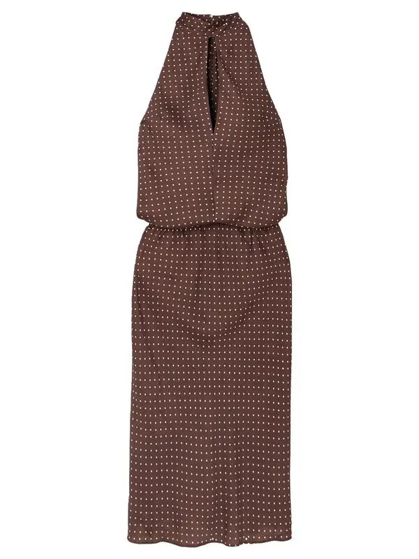 Posse Phoebe Polka-dot Lyocell Halterneck Midi Dress - Brown