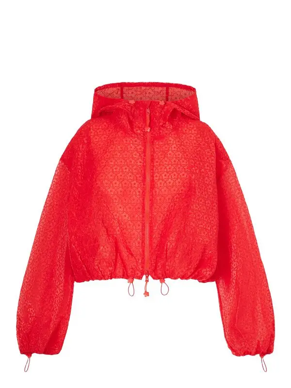 Cecilie Bahnsen Hooded Embroidered Tulle Jacket - Red