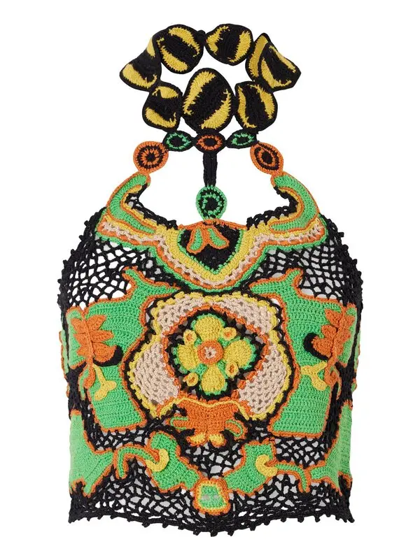 Etro Crocheted Cotton Halterneck Top - Orange
