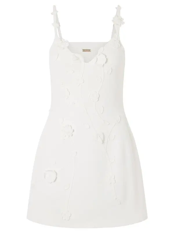 Cult Gaia Flora Appliquéd Ribbed-knit Mini Dress - Neutrals