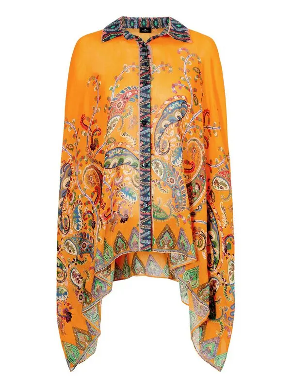 Etro Printed Ramie Blouse - Orange