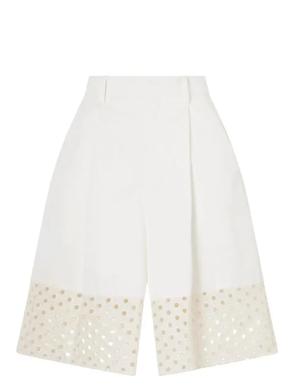 Marni Broderie Anglaise-trimmed Cotton-gabardine Shorts - White