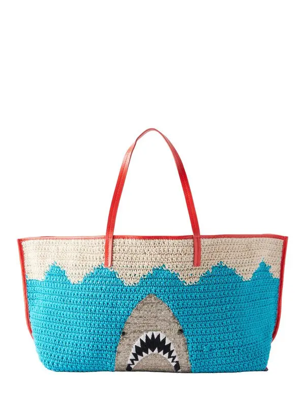 Staud Christos Large Crocheted Tote - Blue