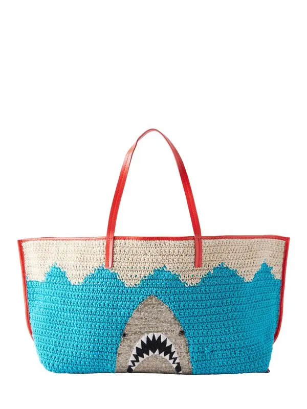 Staud Christos Large Crocheted Tote - Bright Blue