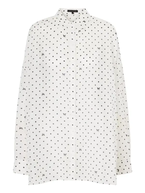 Kiki De Montparnasse Polka-dot Cotton And Silk-blend Shirt - White
