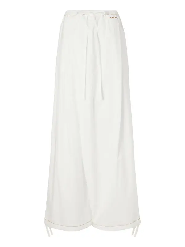 Marni Pleated Cotton-poplin Wide-leg Pants - White