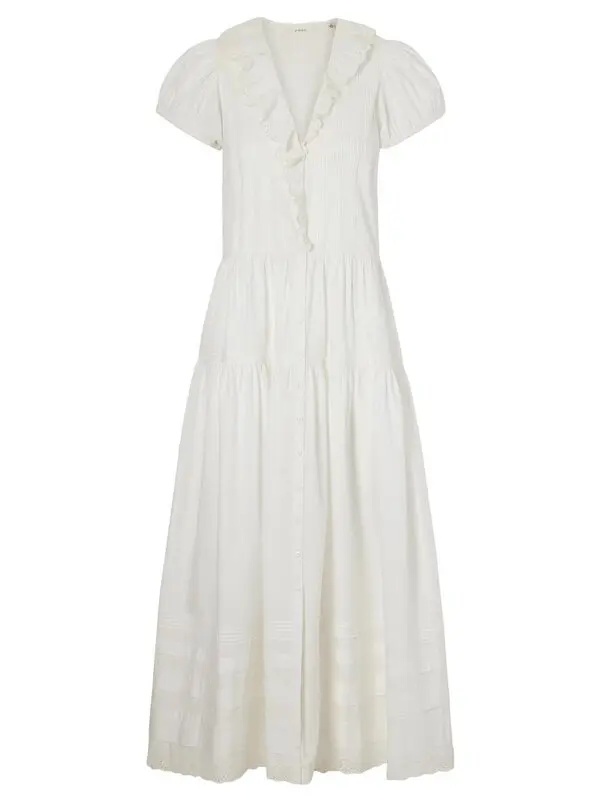 DÔEN Eliette Ruffled Midi Dress - White