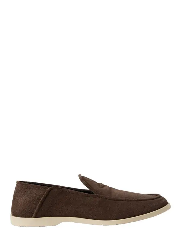 George Cleverley Mayfair Ii Collapsible-heel Suede Loafers - Brown
