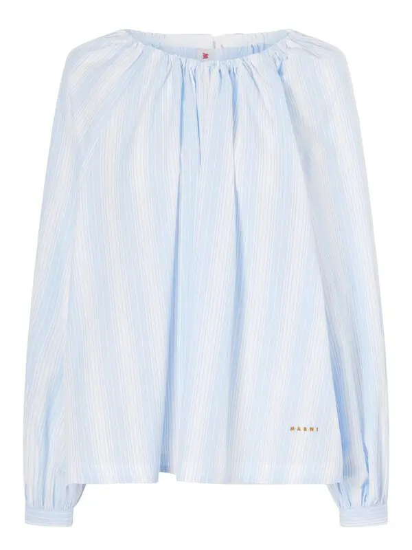 Marni Striped Cotton-poplin Shirt - Blue