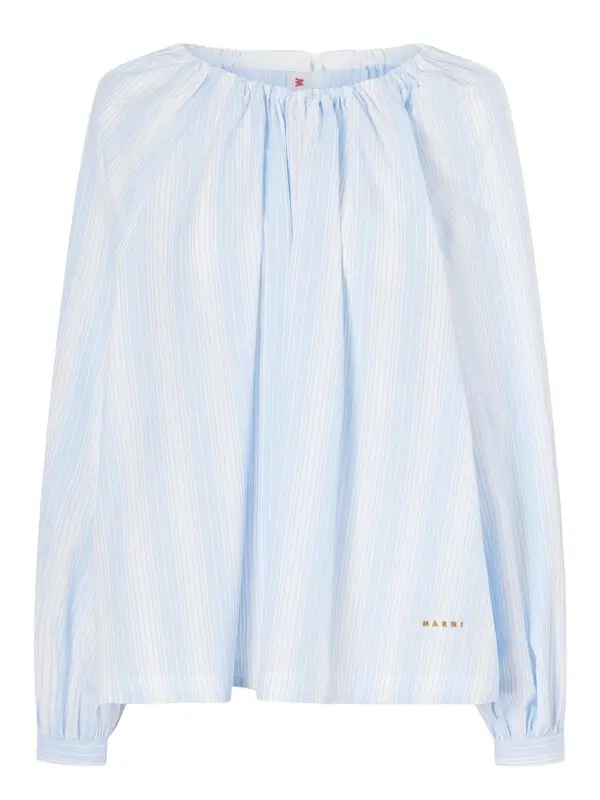 Marni Striped Cotton-poplin Shirt - Light Blue