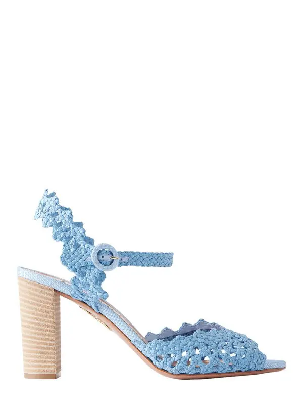 AQUAZZURA Bossa Nova Raffia Sandals - Blue