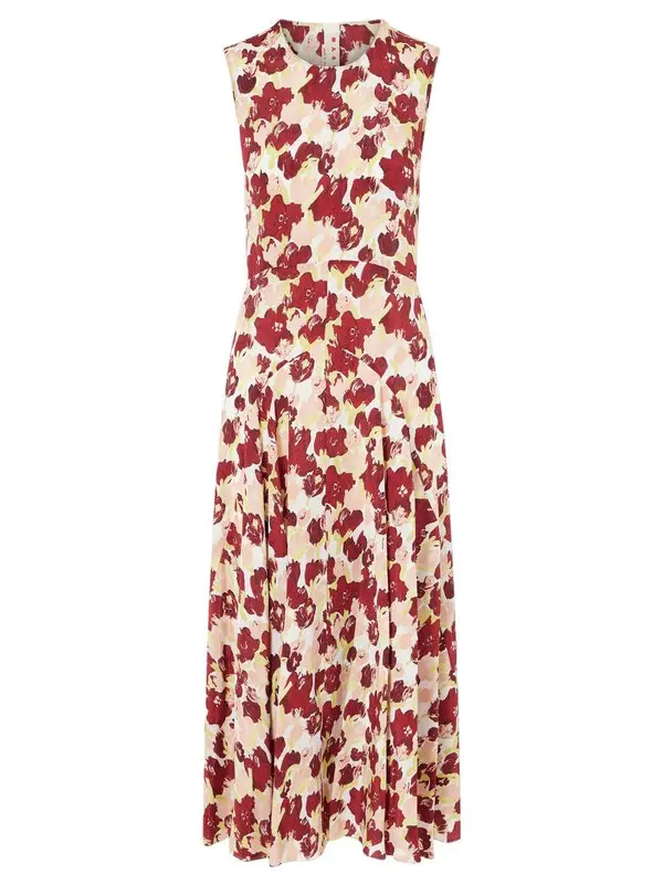 Marni Printed Silk Crepe De Chine Maxi Dress - Multi