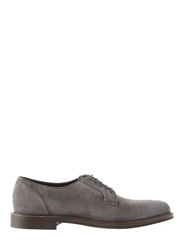 Brunello Cucinelli Suede Derby Shoes - Gray