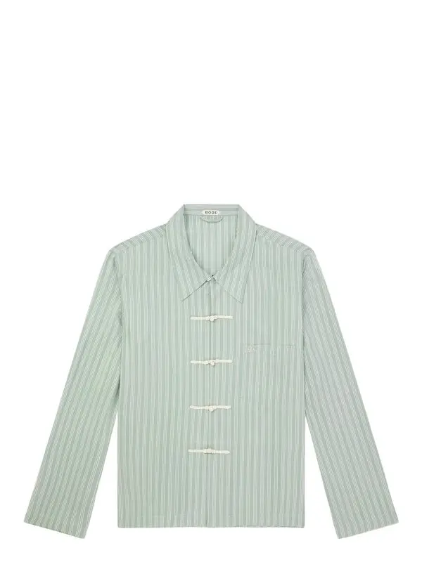 BODE Sylvan Striped Silk-satin Shirt - Green