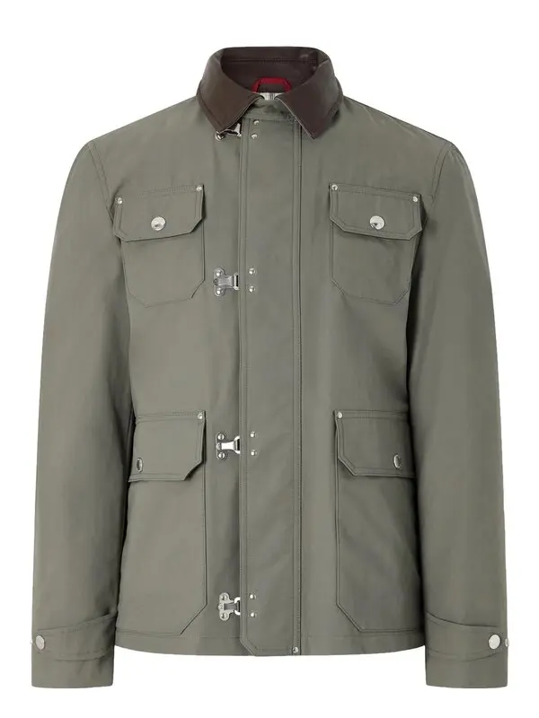 Brunello Cucinelli Leather-trimmed Cotton-blend Jacket - Green