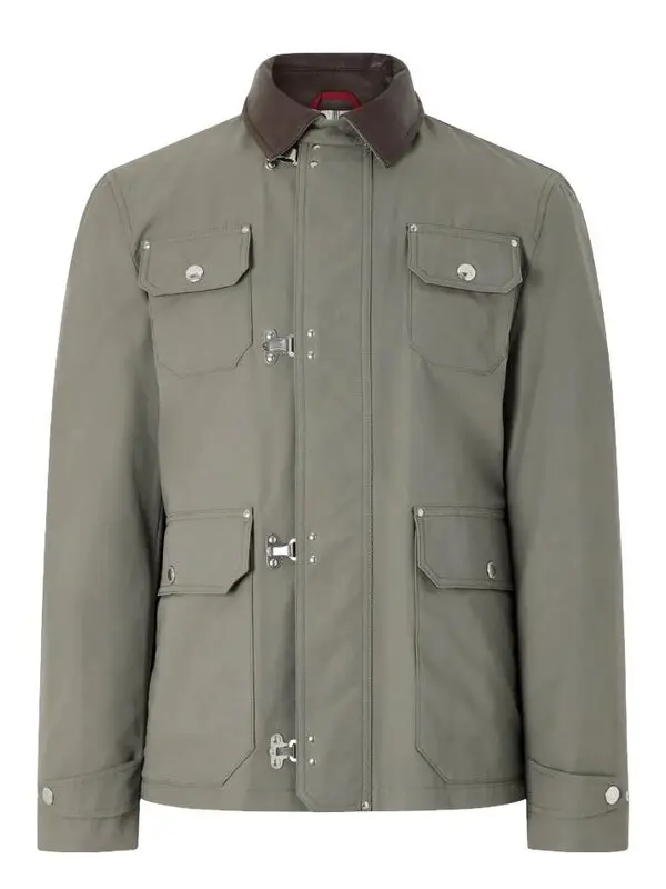 Brunello Cucinelli Leather-trimmed Cotton-blend Jacket - Green