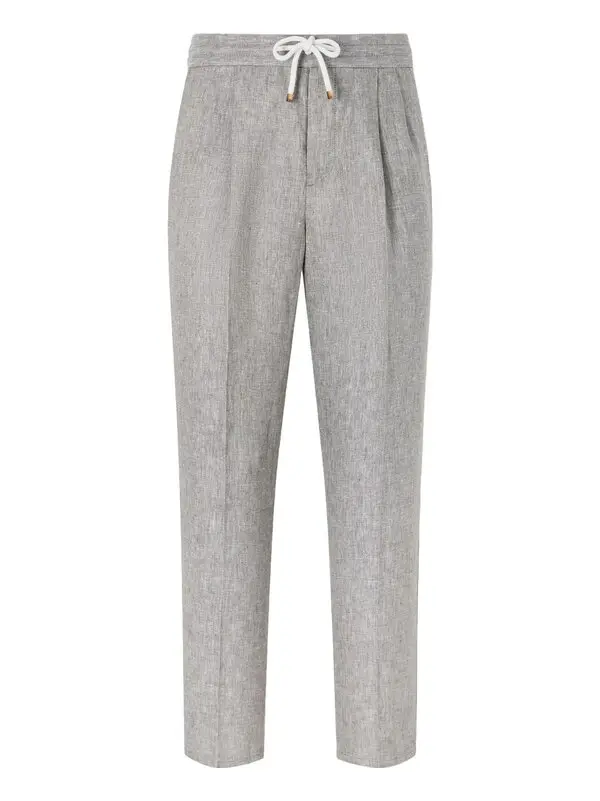 Brunello Cucinelli Straight-leg Hemp And Linen-blend Twill Trousers - Gray