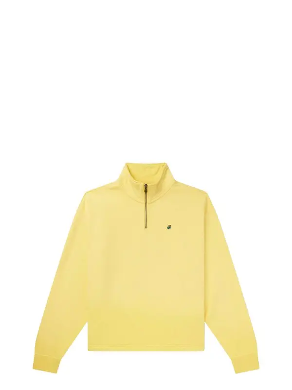 Aimé Leon Dore Cotton-jersey Half-zip Sweatshirt With Logo Embroidery - Yellow