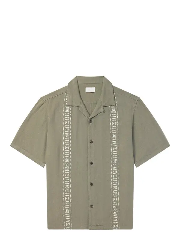 Aimé Leon Dore Embroidered Linen-blend Shirt - Green