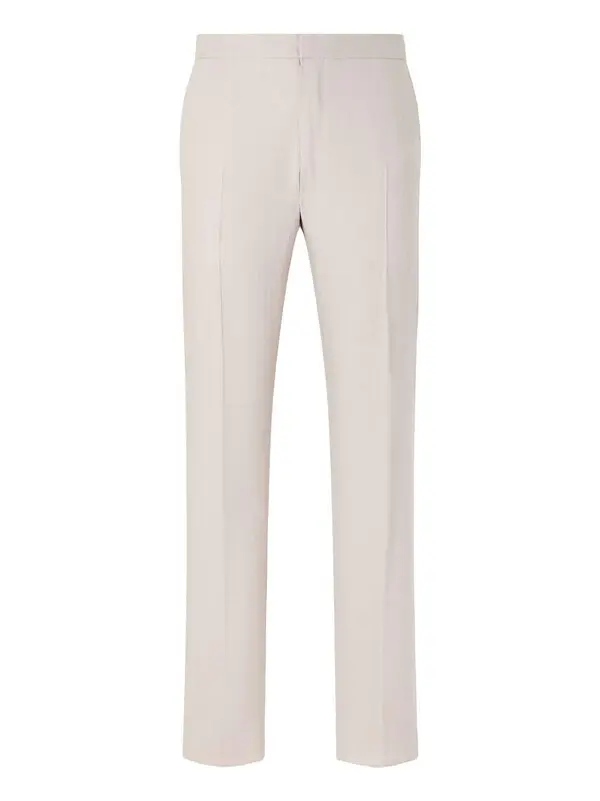 Zegna Straight-leg Linen Trousers - Beige