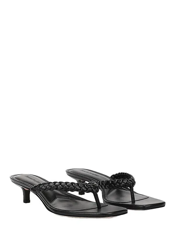 FAVORITE DAUGHTER Sutton Braided Kitten Heel Thong Sandals - Black