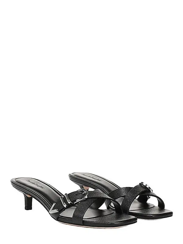 FAVORITE DAUGHTER Shiloh Buckle Kitten Heel Sandals - Black
