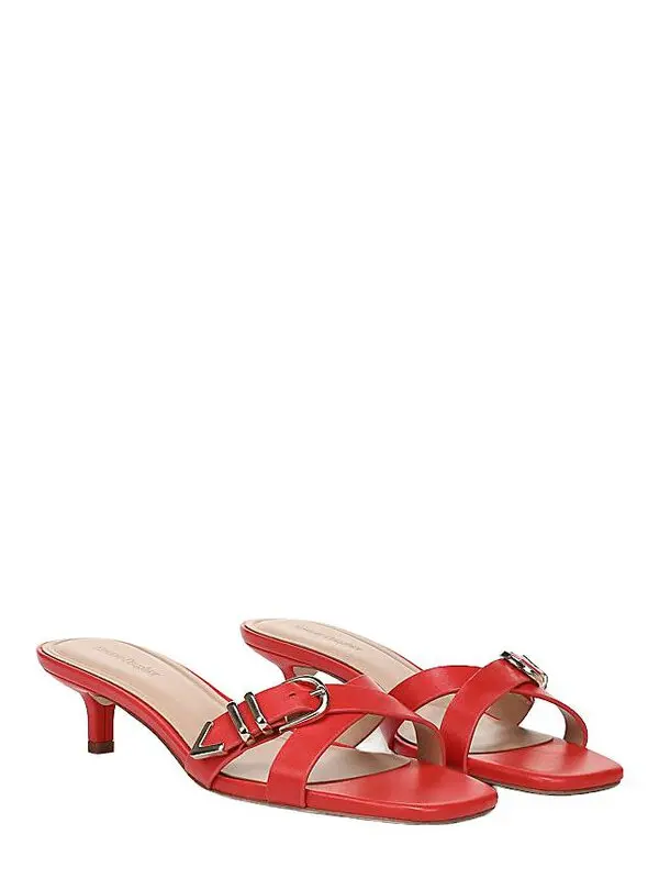 FAVORITE DAUGHTER Shiloh Buckle Kitten Heel Sandals - Red