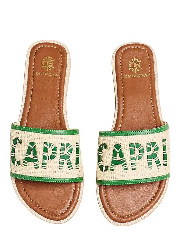 DE SIENA Raffia Slide Sandals - Capri