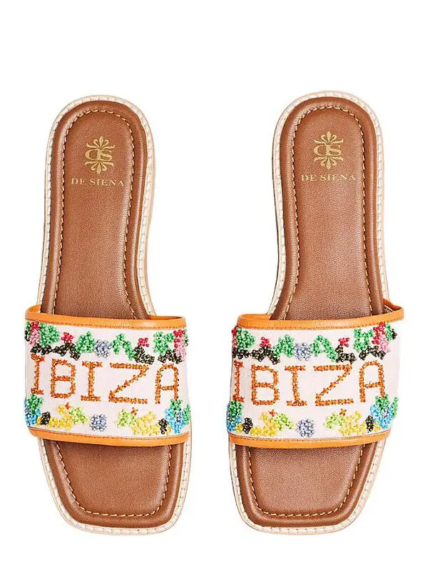 DE SIENA Embroidered Slide Sandals - Ibiza