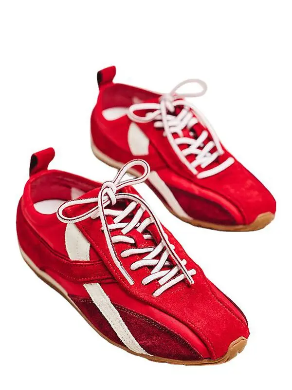 ALOHAS Colorblock Leather Sneakers - Red