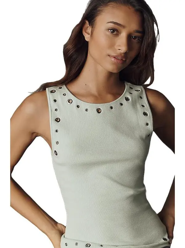 PILCRO Grommet Tank Top - Celadon