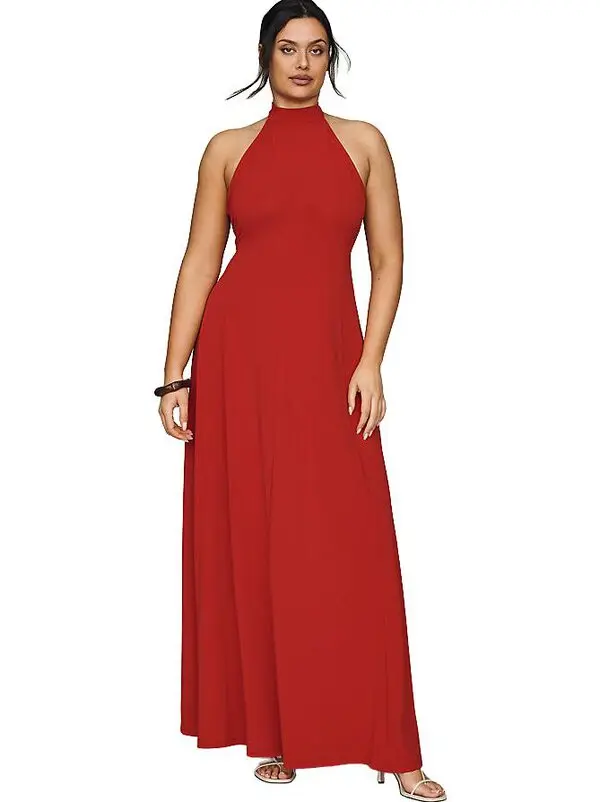 Anthropologie Halter A-line Maxi Dress - Haute Red